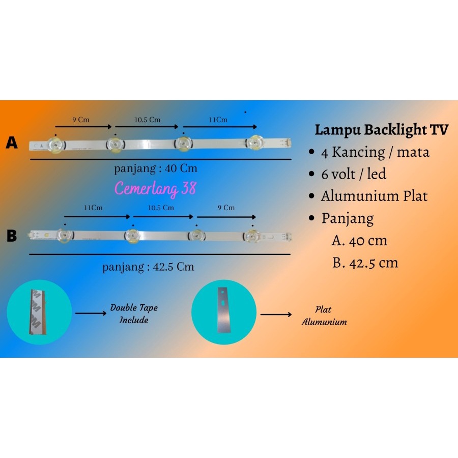 Jual BACKLIGHT TV LG 42 INC 42LN / 42LA LAMPU BL LED 8 K 6V 8 mata 6 Volt | Shopee Indonesia