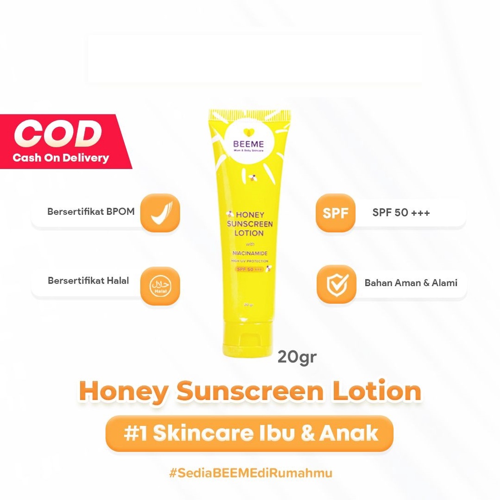 Jual Beeme Honey Sunscreen Lotion with Niacinamide SPF 50+++ 20gr ...