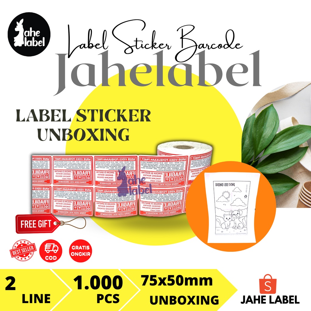 Jual STICKER UNBOXING / FRAGILE 2 LINE 75X50MM | Shopee Indonesia