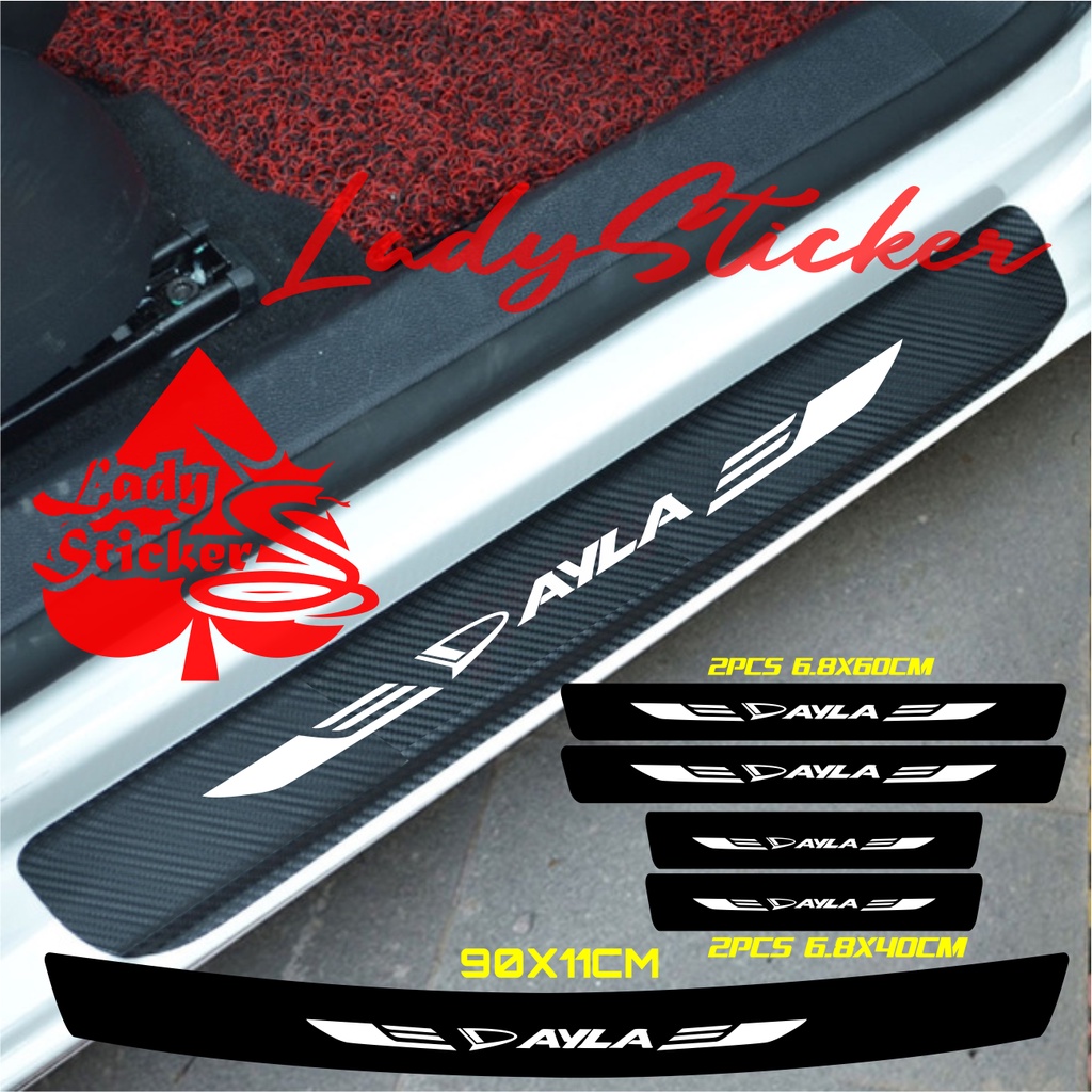 Jual 5pcs sticker sill plate carbon 3d mobil ayla sticker karbon 3d ...