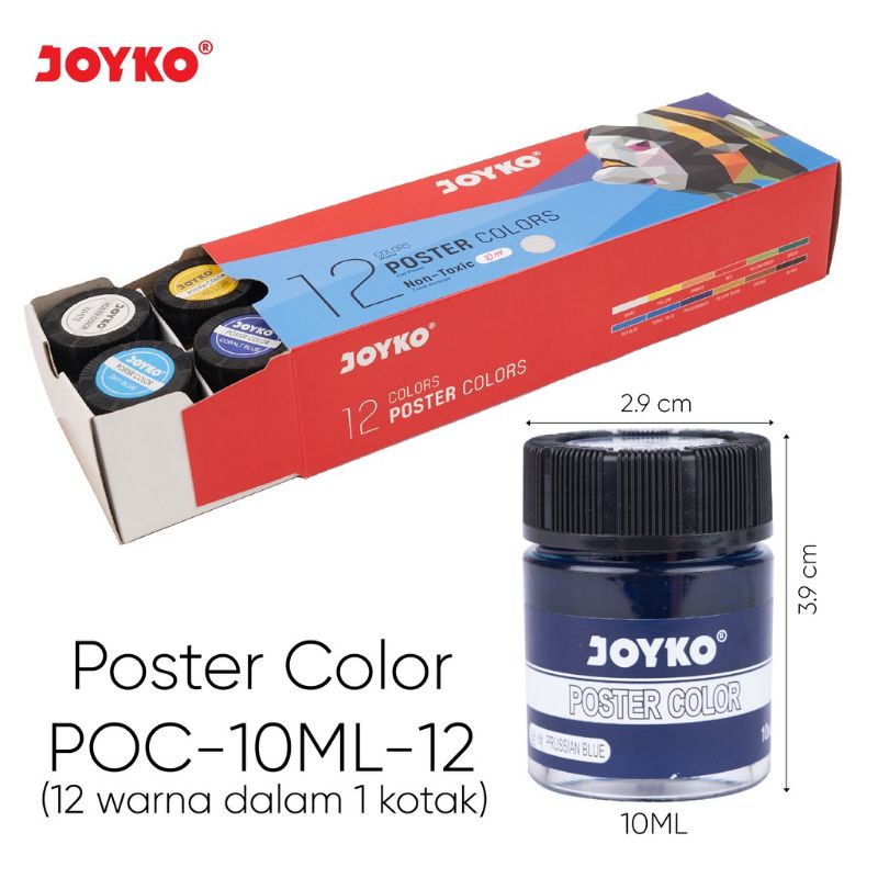 Jual [ SET ] Cat Poster / Poster Colors 12 Warna Botol 10 ML - Joyko ...