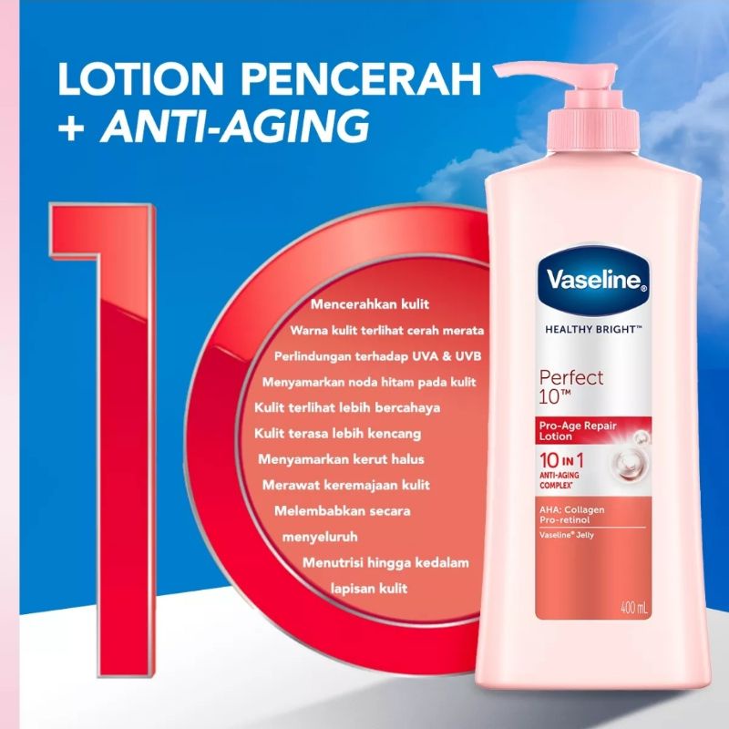 Jual Vaseline Healthy Bright Body Lotion Perfect 10 Pro Age Repair ...