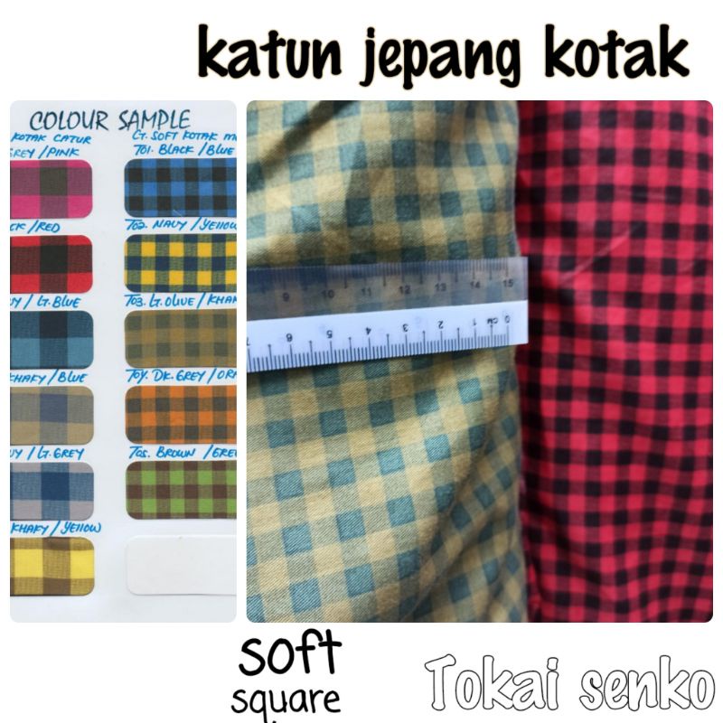 Jual kain katun motif soft kotak catur dan medium km009 h / two tone ...