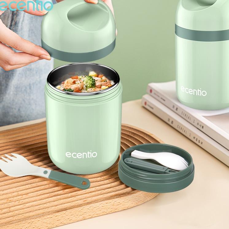 Jual M3E7 ecentio tempat makan set 2 susun kotak bekal makan anti tumpah wadah makan dan termos ...