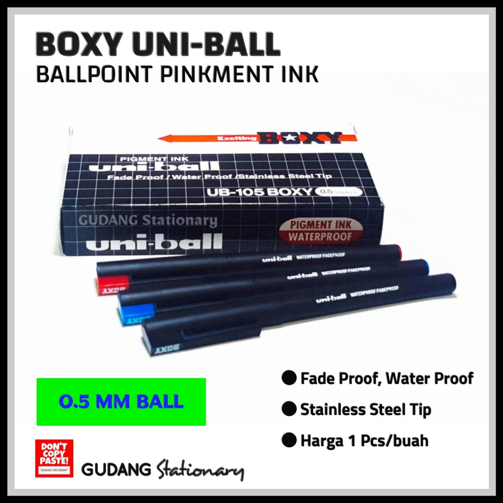 Jual Ballpoint Pigment Ink UB-105 BOXY Hitam [ 1 Piece ] | Shopee Indonesia