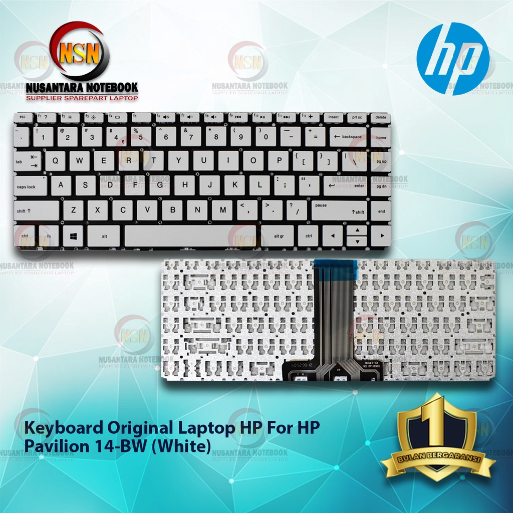 Jual Keyboard Laptop HP Pavilion 14-BW Warna Putih White ( No Backlight ...