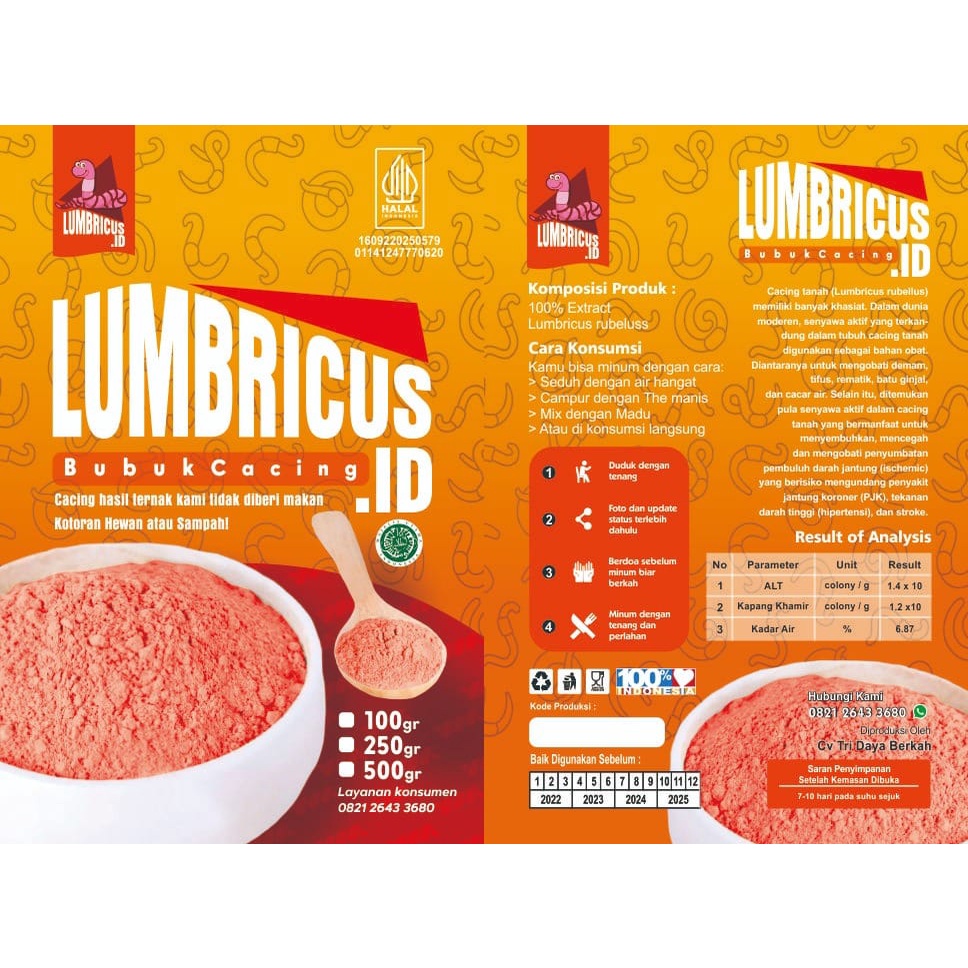 Jual Serbuk Cacing Tanah Lumbricus Rubeluss Extract Cacing Tanah Asli ...