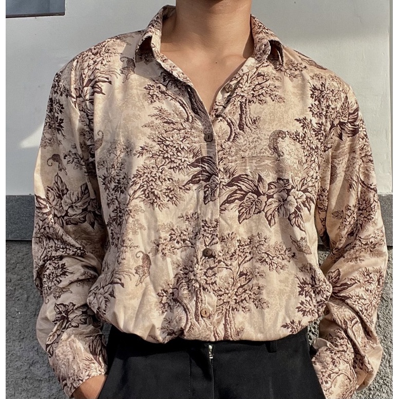 Jual kemeja long sleeve rayon motif vintage / Shirt ID VETR2. kemeja ...