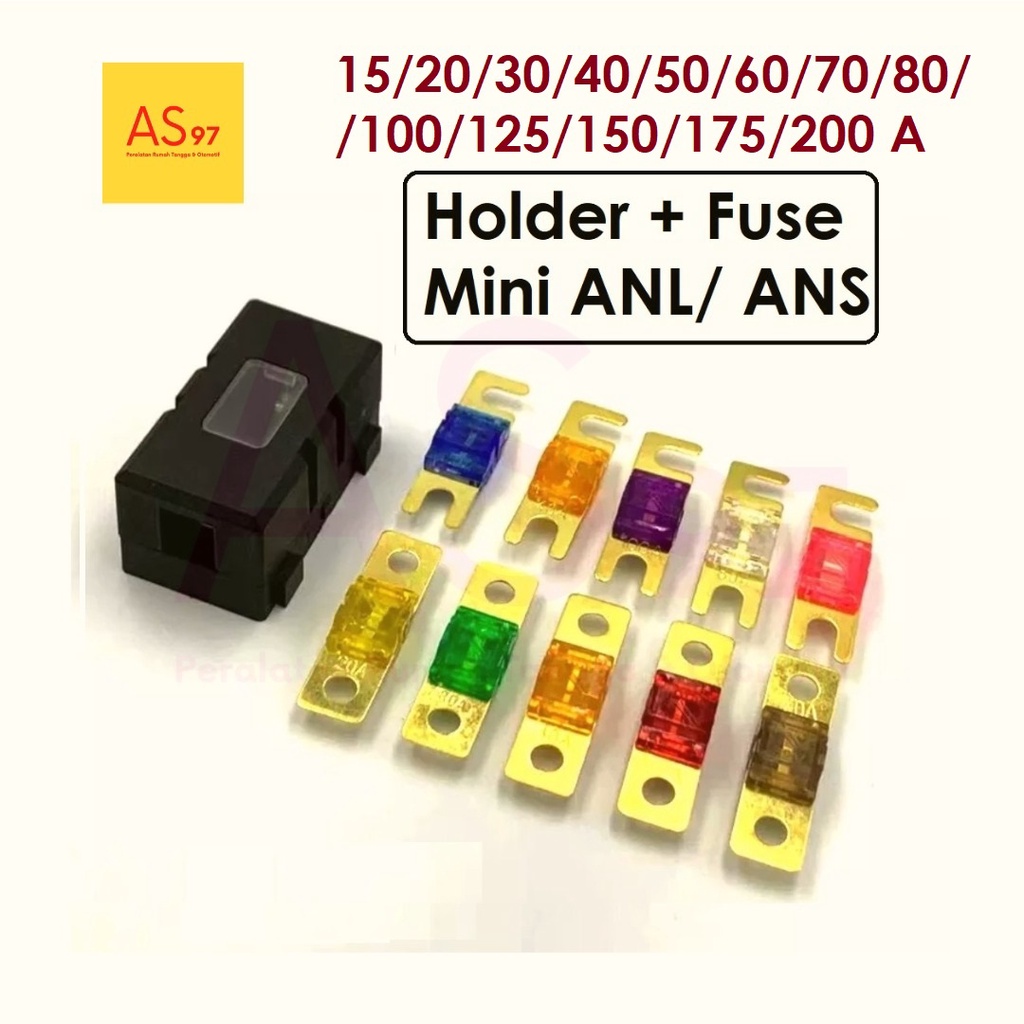 Jual Holder + Fuse Mini ANL/ANS GOLD Plated Stud Car Fuses Stereo Audio ...