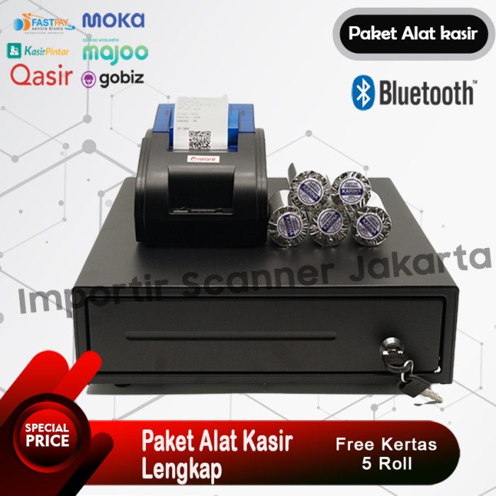 Jual Kassa Paket Kasir / Ppob (Cash Drawer+Printer Bluetooth+Kertas ...