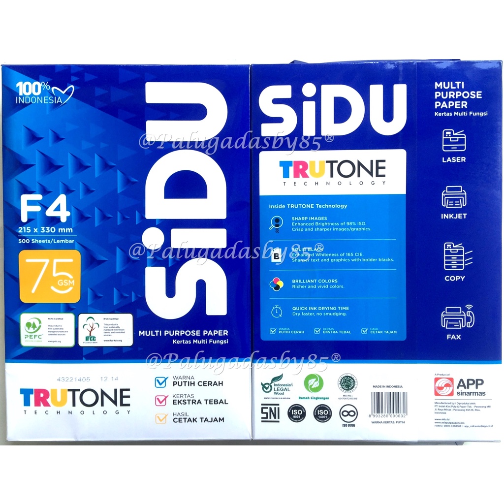 Jual Kertas HVS Sidu F4 75 Gram (1 Pak) / Kertas HVS Sinar Dunia F4 75 ...