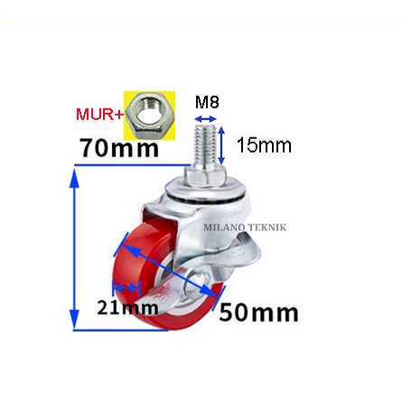 Jual Roda 2 inch PVC Merah & HitamFurniture Etalase Troli Kastor Roda ...