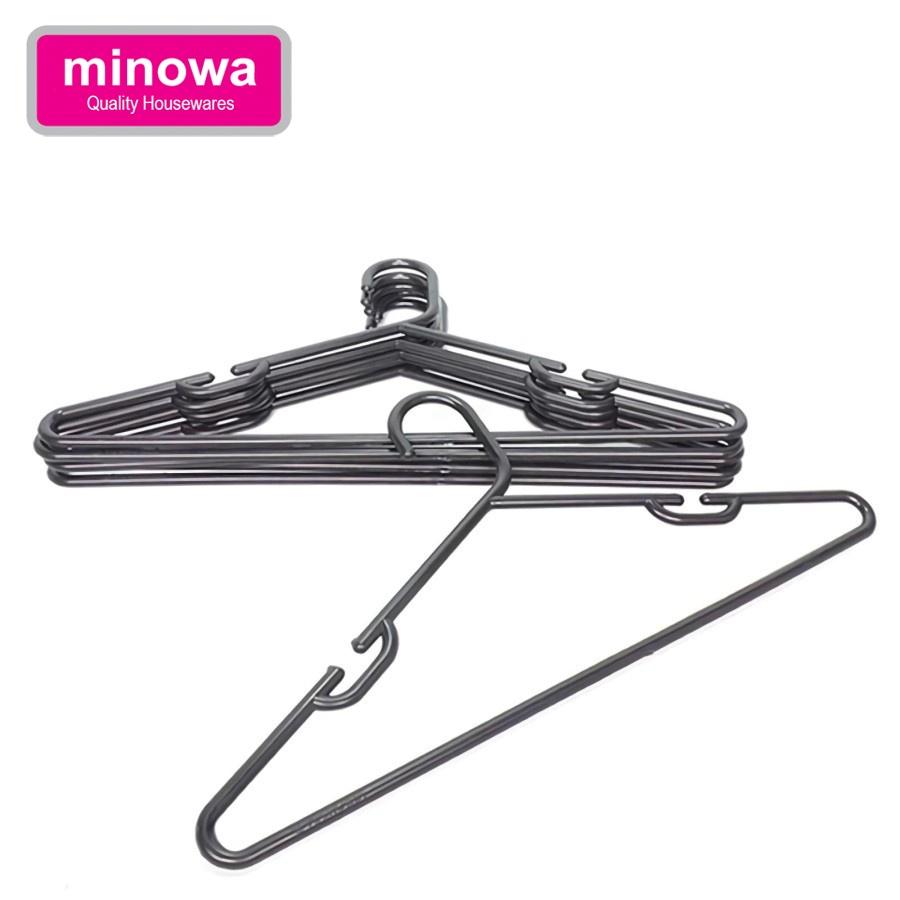 Jual Minowa Gantungan Baju 6 PCS Hanger Laundry Hitam | Shopee Indonesia