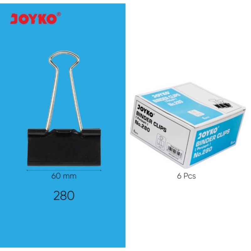 Jual Binder Clip Joyko 280 Penjepit Kertas Besar 60 mm | Shopee Indonesia