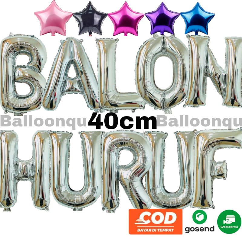 Jual [40CM] BALON HURUF SILVER ALPHABET A-Z / BALON ANGKA HURUF ...