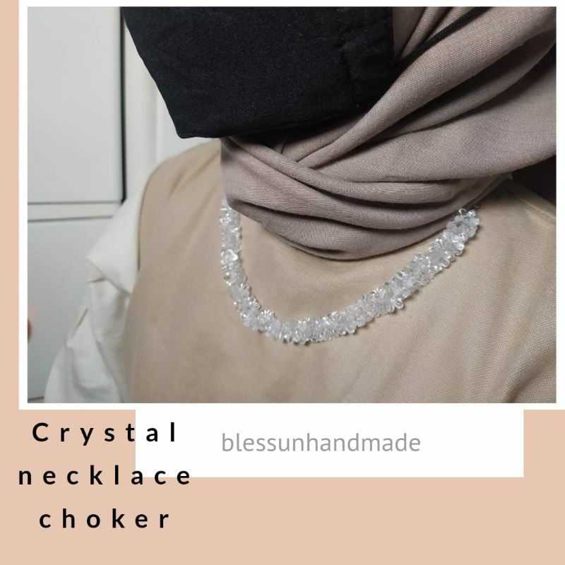 Jual crystal necklace choker full flower by blessun handmade / kalung ...