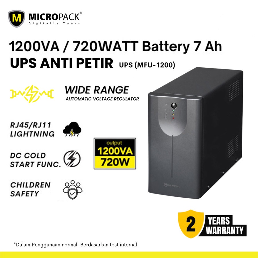 Jual Micropack UPS Anti petir 1200VA / 720WATT Super Fast Charging ...