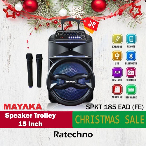 Jual Speaker Portable Mayaka SPKT-1815E AD[FE] Speaker Bluetooth 15"inch +2Mic wireles | Shopee ...
