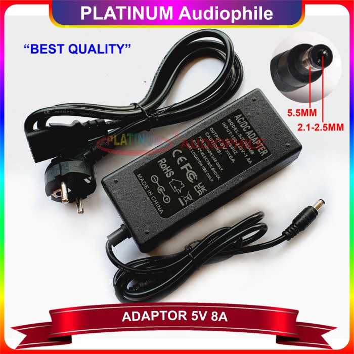 Jual ADAPTOR 5V 8A AC DC Adapter Power Supply Lampu Led Strip CCTV DVR ...