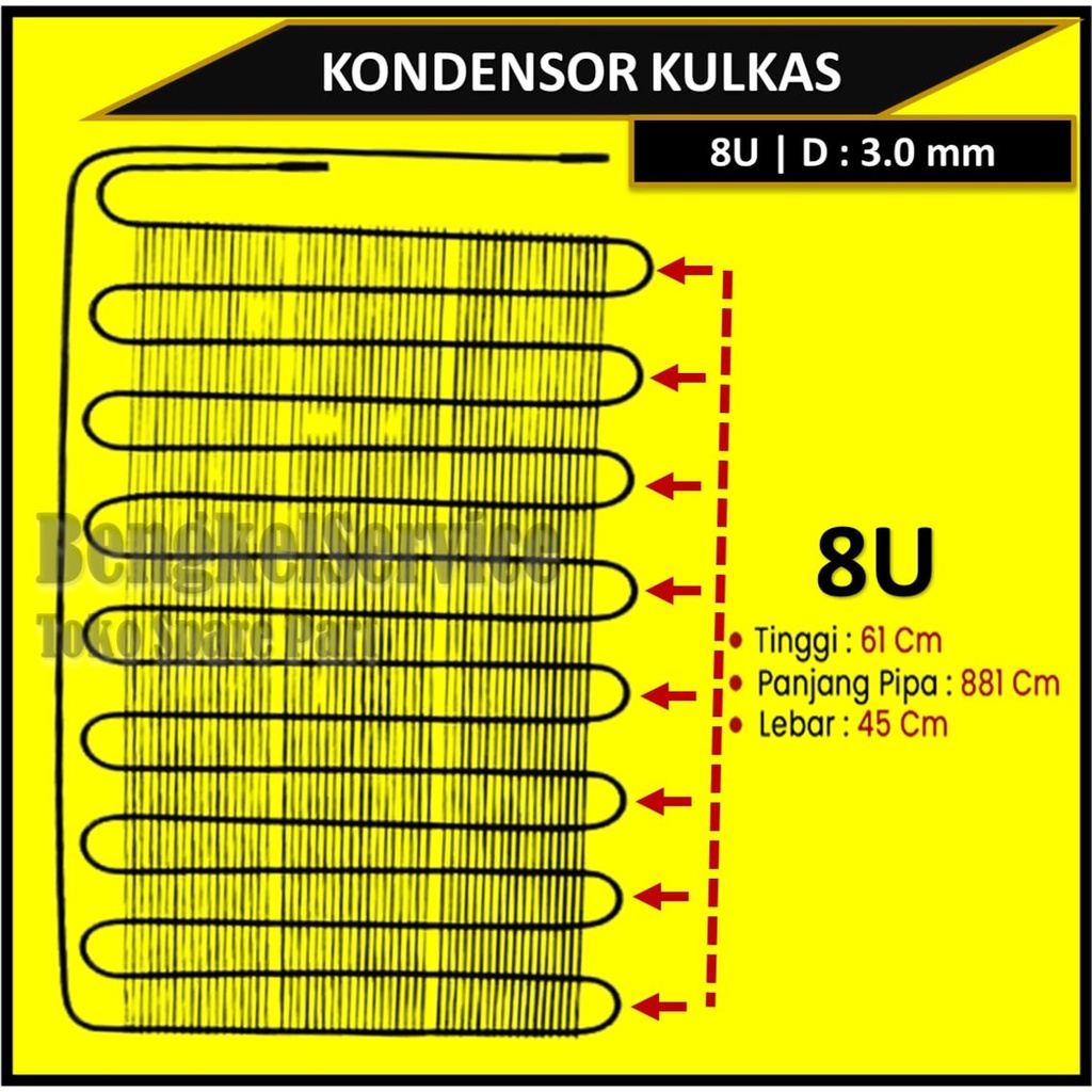 Jual KONDENSOR CONDENSOR KULKAS 8U BEND | Shopee Indonesia