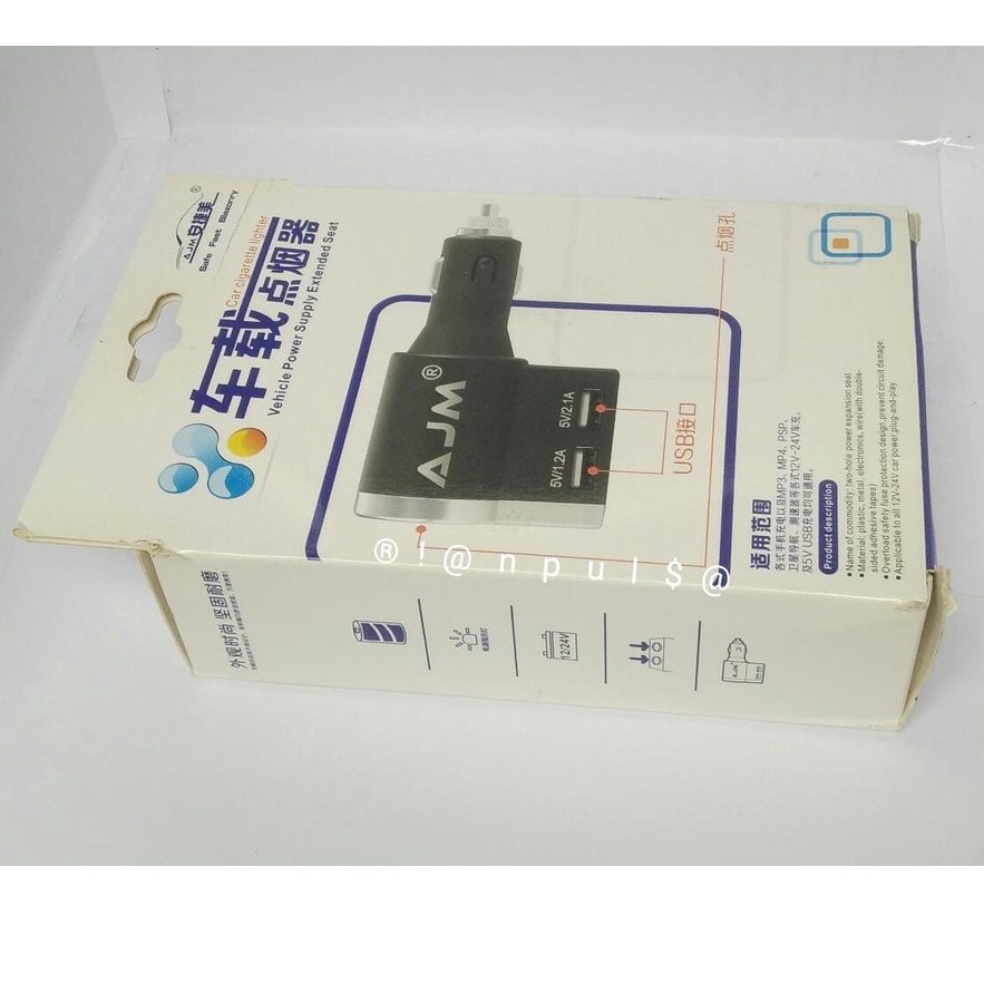 Jual USB CHARGER AJM Lighter Mobil Handphone Ipad Iphone Android Car ...