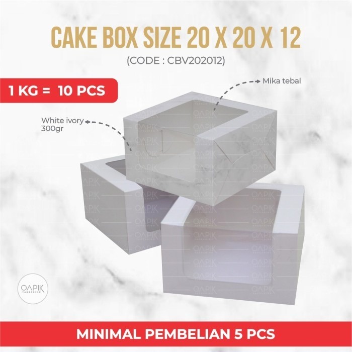 Jual Cake Box 20x20x12, Dus Kue Besar, Box Kue Tebal, Dus Kue 20x20 ...