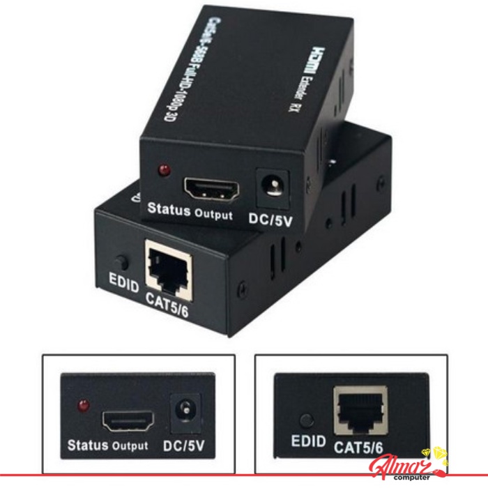 Jual Hdmi Extender 60m Cat5/5e/6 Converter Hdmi To Lan Rj45 60 Meter ...