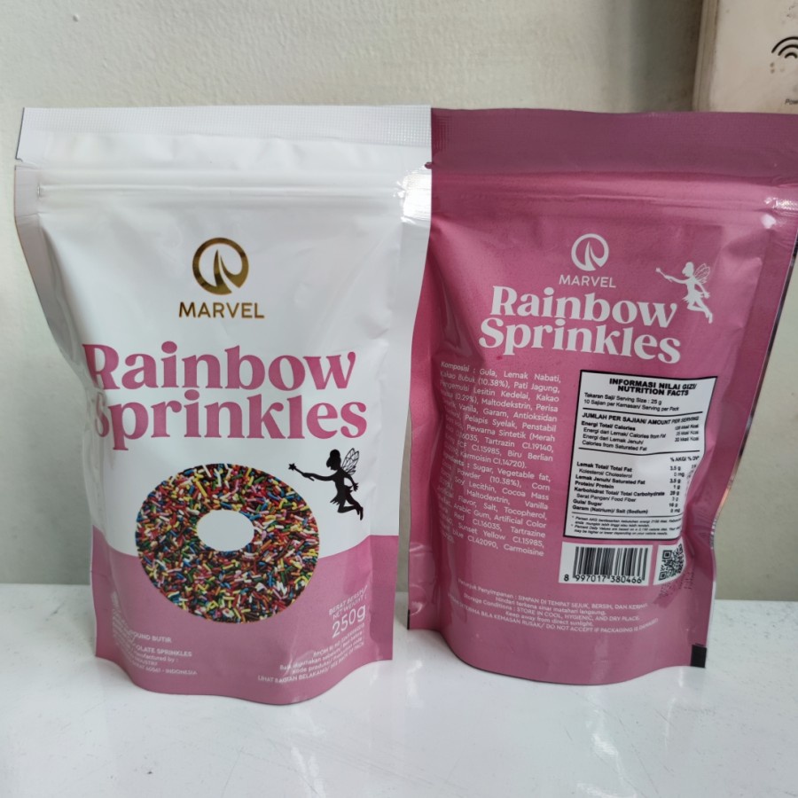 Jual MARVEL Rainbow Sprinkles 250gr Meses warna warni premium ceres ...