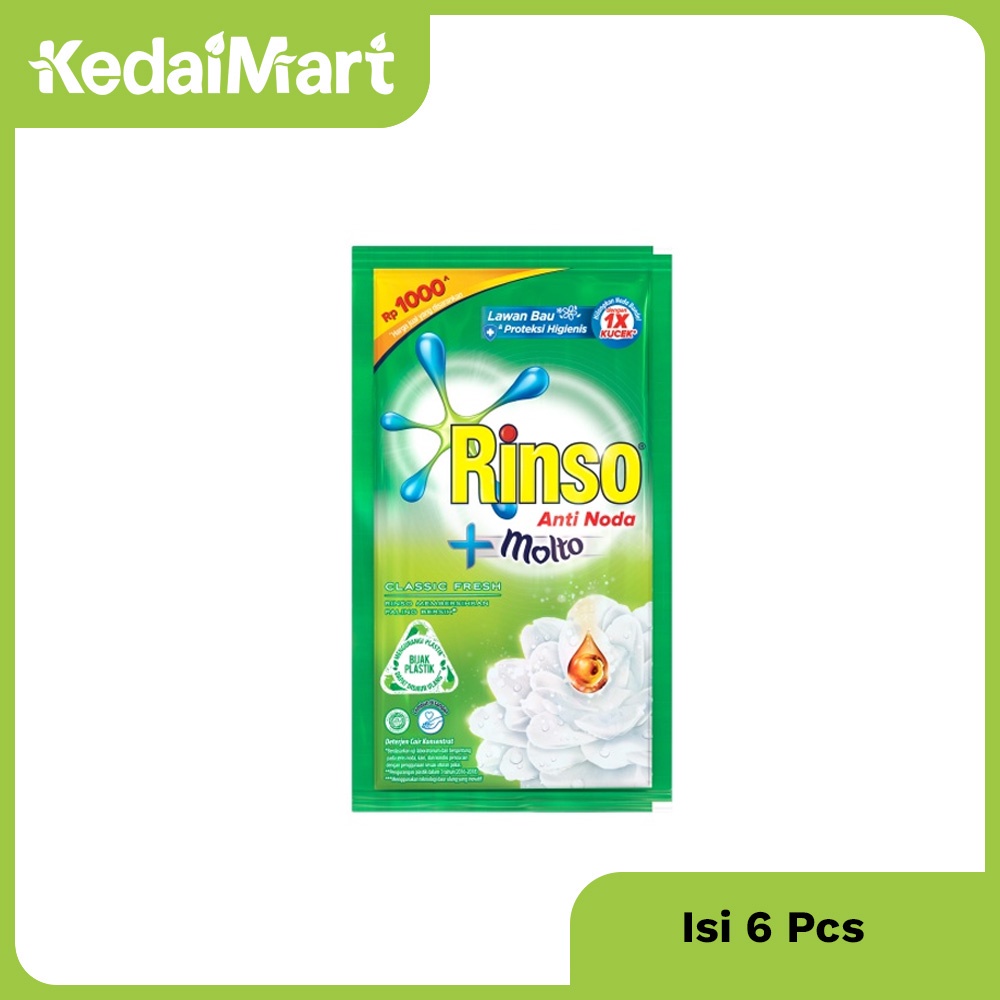 Jual Rinso Anti Noda Liquid Deterjen Renceng Isi 6 x 40 ml | Shopee ...