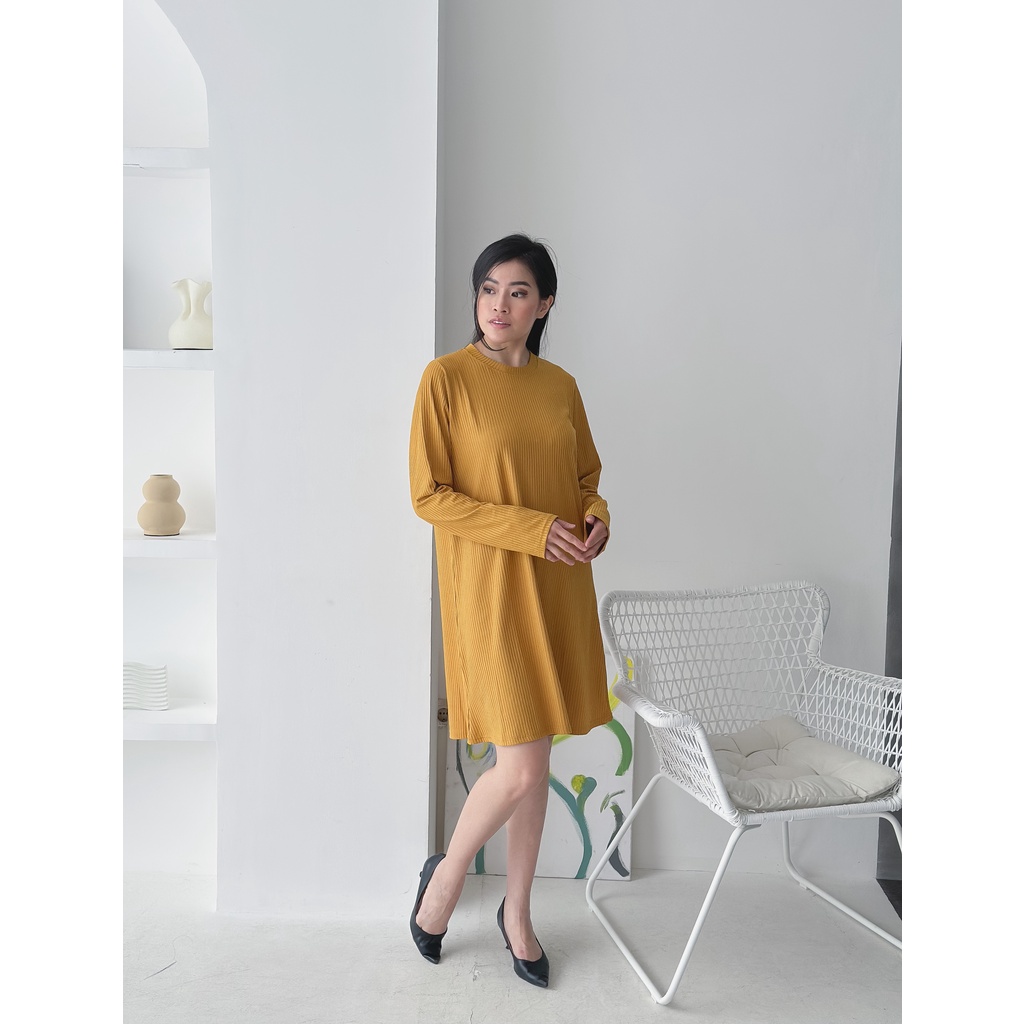 Jual Dress Scarlet 1269//dress lengan panjang//dress salur timbul ...
