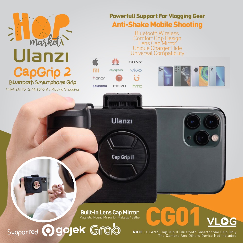 Jual ULANZI CG01 CapGrip (ver.2) Bluetooth Smartphone HP Universal ...