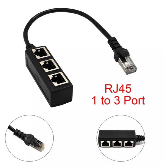 Jual Kaet Xon Splitter Ethernet Rj45 Kabel Adapter Cabang 3 Port Lan ...