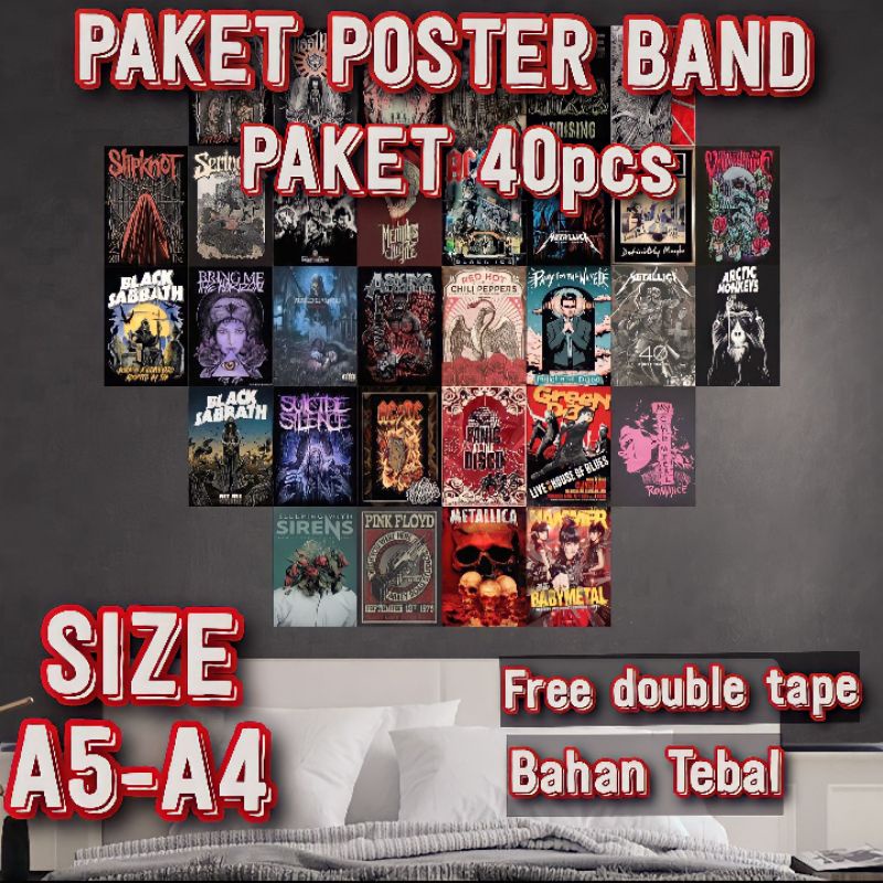 Jual poster dinding tema band A4 & A5 metal punk hardcore random isi ...