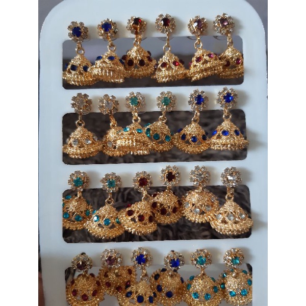 Jual anting india jhumka warna | Shopee Indonesia