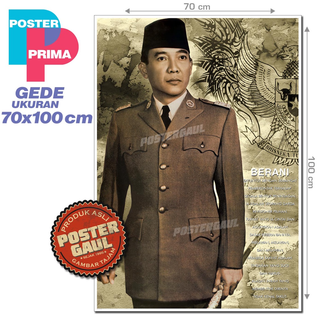 Jual Poster Prima PRESIDEN SOEKARNO #PT026 - ukuran 70 x 100 cm ...