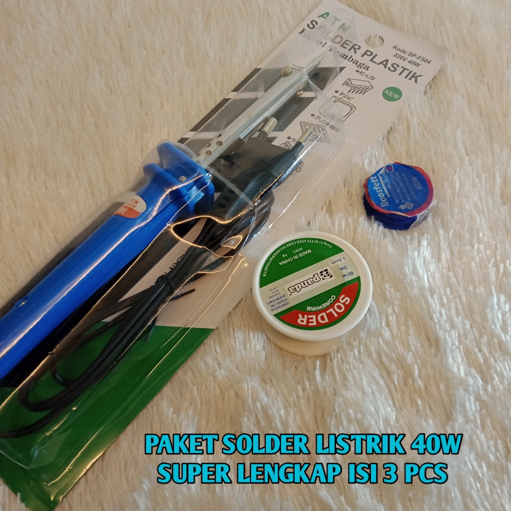 Jual PROMO PAKET SOLDER LISTRIK PLASTIK 40 WATT TIMAH PASTA ISI 3 PCS ...