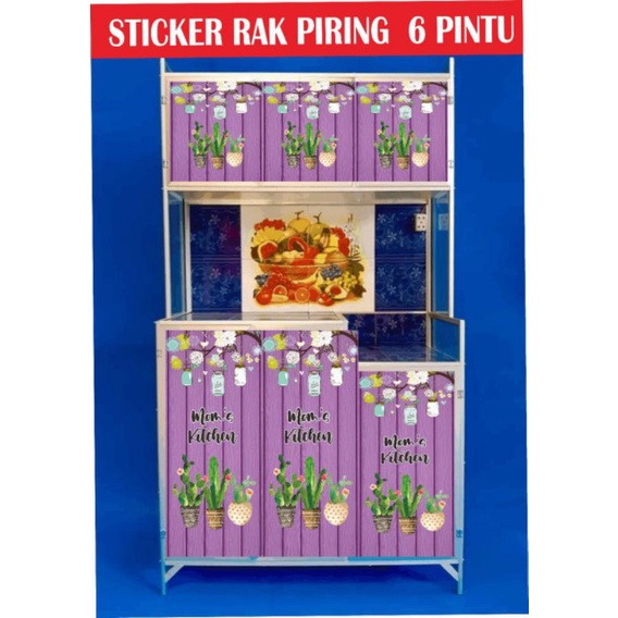 Jual Sticker Rak Piring ukuran 6 Pintu Motif Kaktus Ungu | Shopee Indonesia