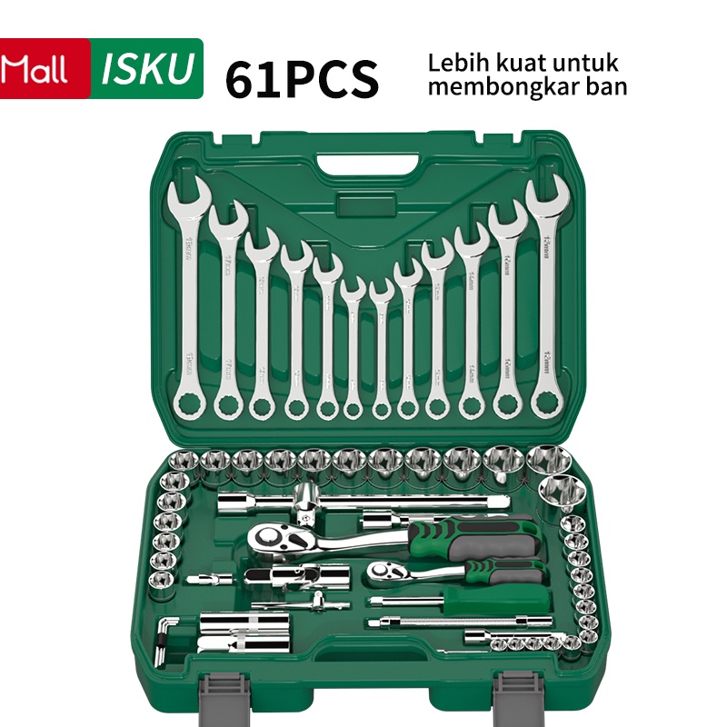 Jual ISKU Kunci Set 61pcs alat kunci pas Tool kit Set 1/2 inch 72gigi ...
