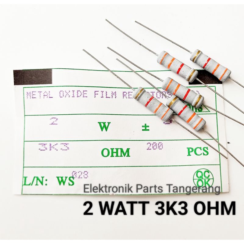 Jual (10 BUAH) RESISTOR 2WATT 3K3 OHM RESISTOR 2W 3K3 OHM RESISTOR 2 ...