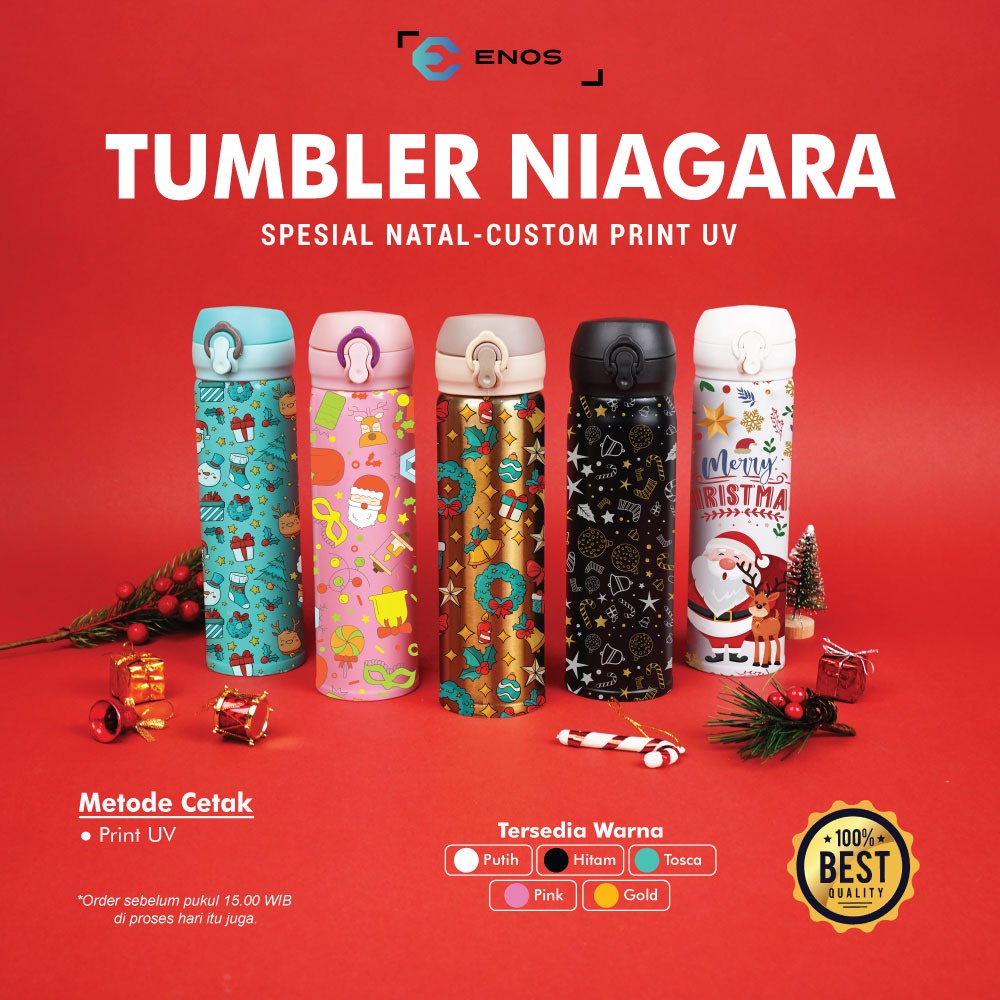 Jual Tumbler Custom Niagara Natal Edition Print UV ISI 500 ml / Termos ...