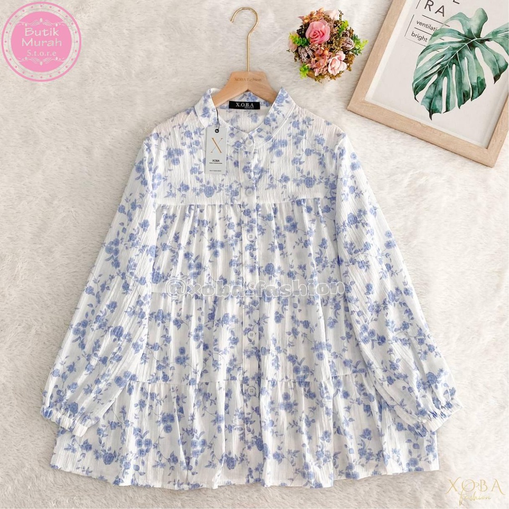 Jual Xoba Fashion 3234 Blus Wanita LD 118 CM Kringkel Bunga Umpak S361 ...