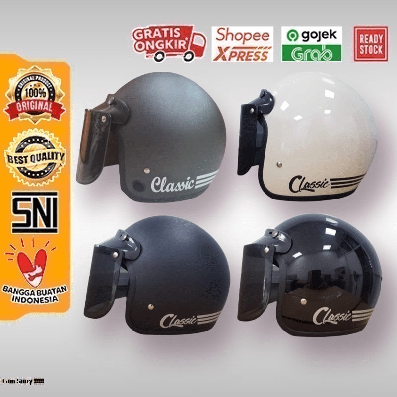 Jual Helm Bogo Retro (SNI) ANT Classic Beta + Kaca Helm | Shopee Indonesia