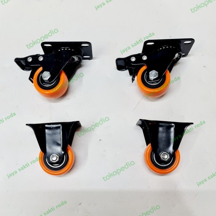 Jual Roda Roda Lemari/Rak/ Pu Oren Taiwan1,5 Inch Rem/Mati (1 Set Isi 4 ...