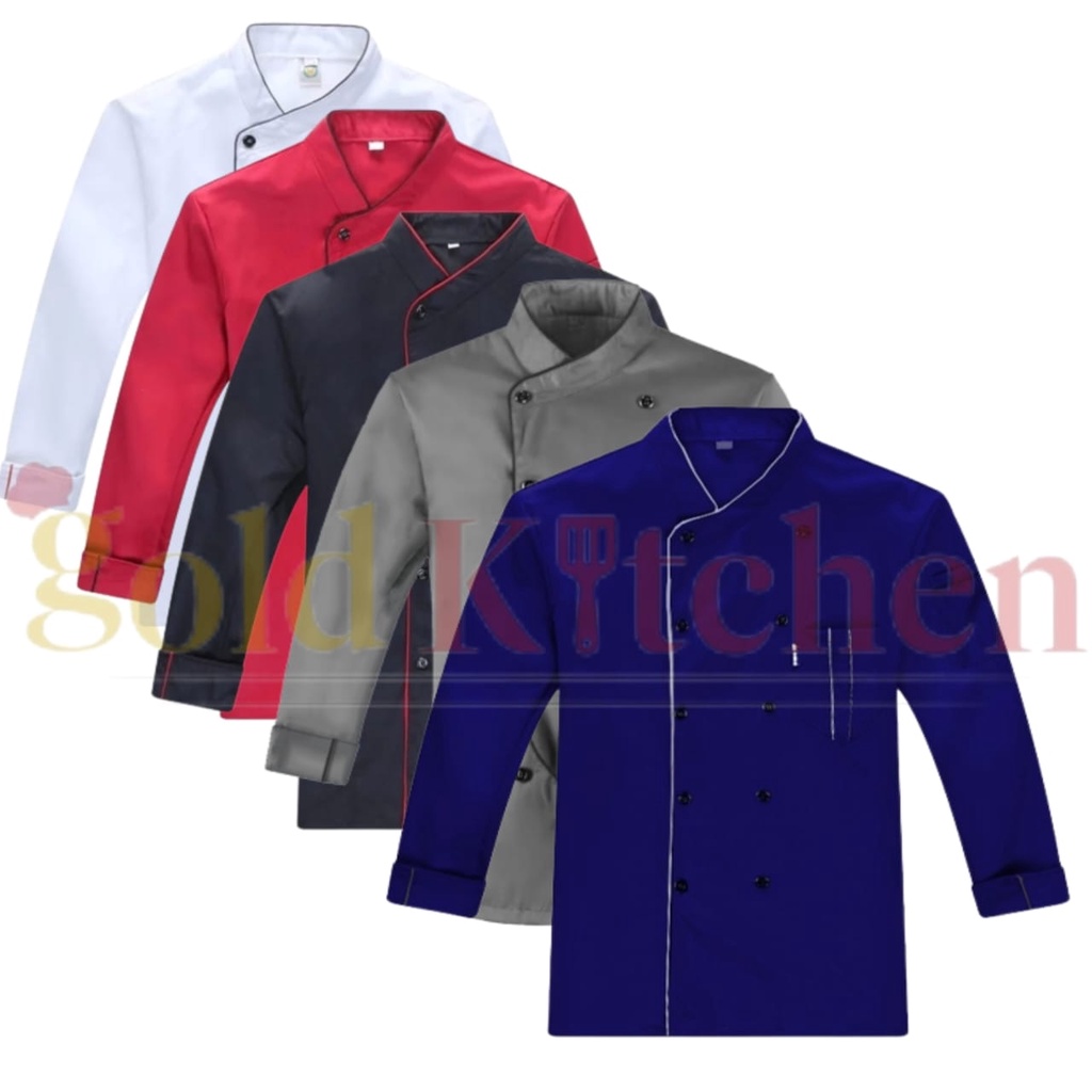 Jual Kemeja Kerja Baju Koki Chef Jacket Lengan Panjang Pria Wanita ...