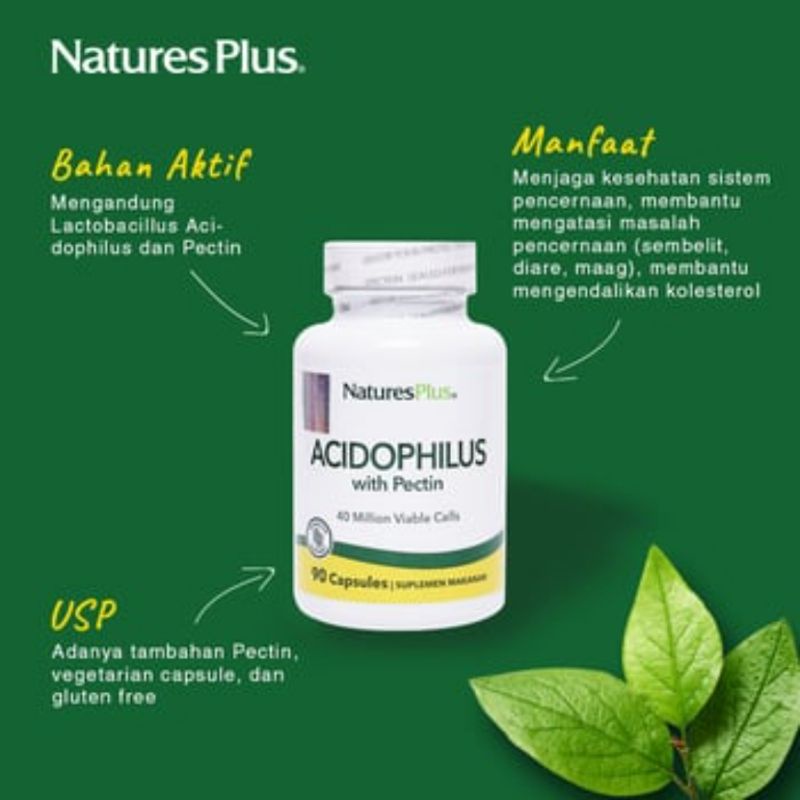 Jual Nature's Plus Acidophilus Kapsul (1 Botol @ 90 Kapsul) | Shopee ...