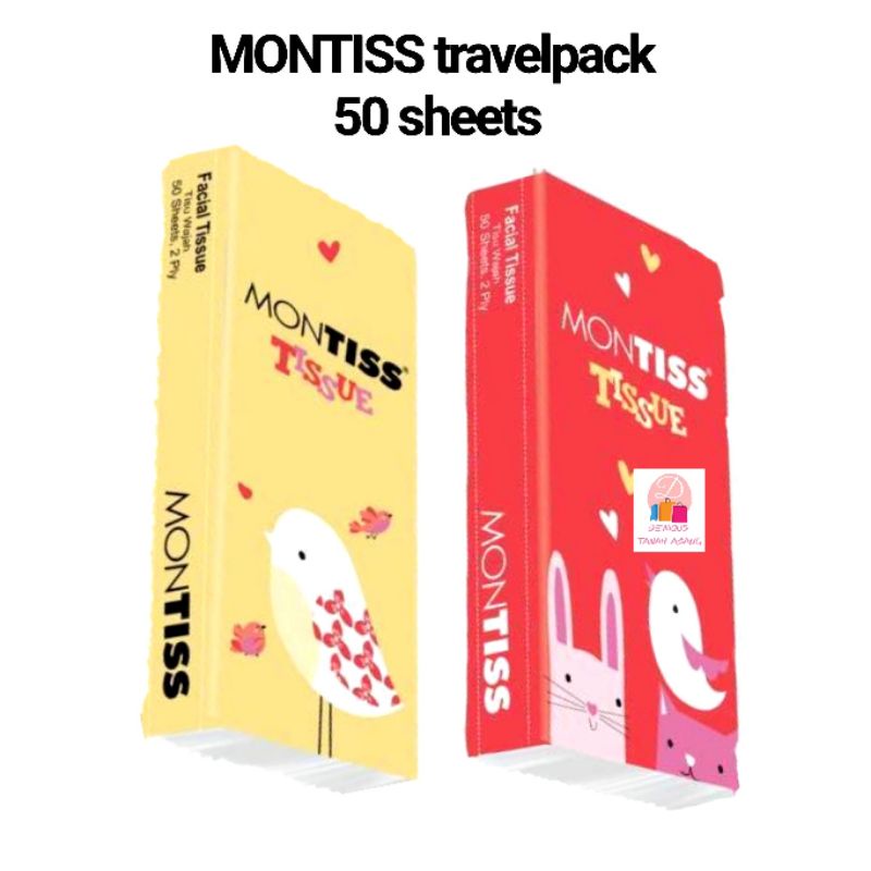 Jual Tissue tisu MONTISS Travelpack 50 sheet 2ply facial tissue ...