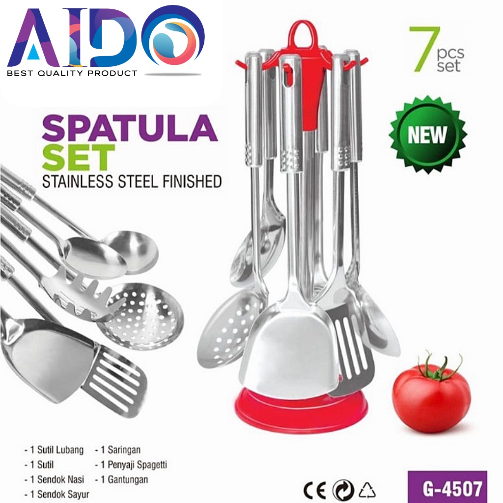 Jual Spatula Set Stainless Plus Gantungan / Sutil Masak Anti Karat ...