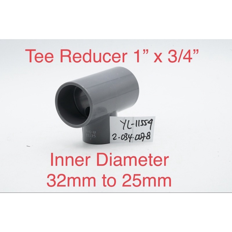 Jual Grey Vlok Tee PVC 1 x 3/4 Reducer Overlop T Inner Diameter 32mm to ...