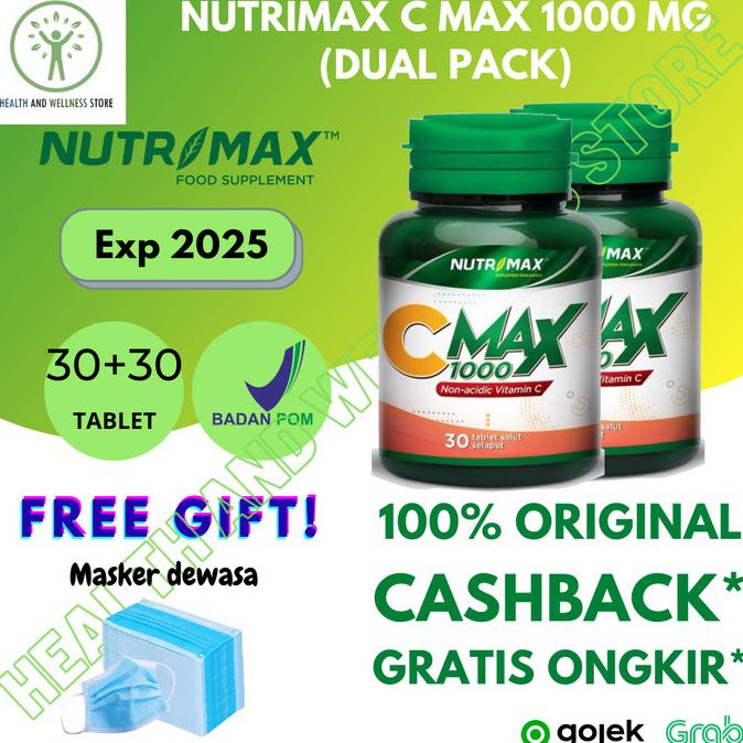 Jual NUTRIMAX C MAX 1000 MG 30 TABLET VITAMIN C VIT C 2 BOTOL IMUN ...