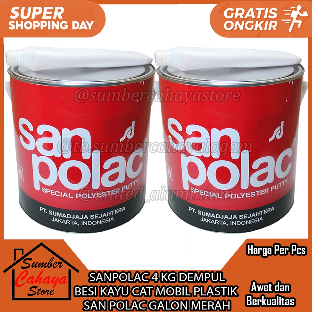 Jual Sanpolac 4 Kg Dempul Besi Kayu Cat Mobil Motor Plastik San Polac ...